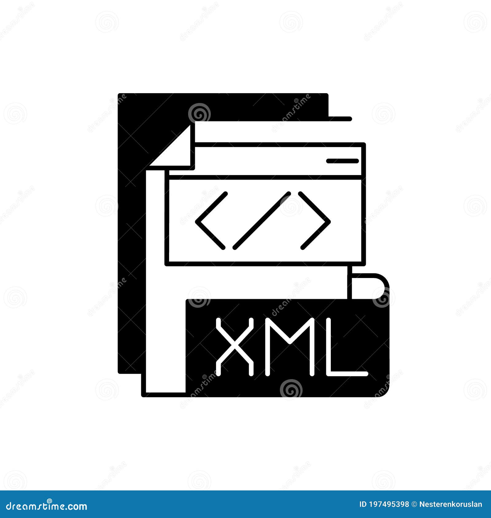 Xml File Black Linear Icon Stock Vector Illustration Of Icon 197495398