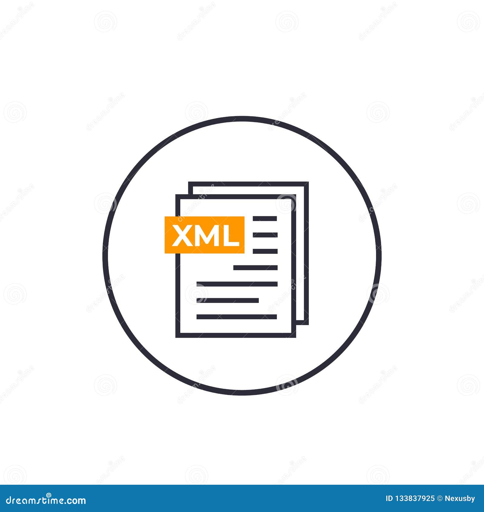 XML icon on white stock vector. Illustration of element - 133837925