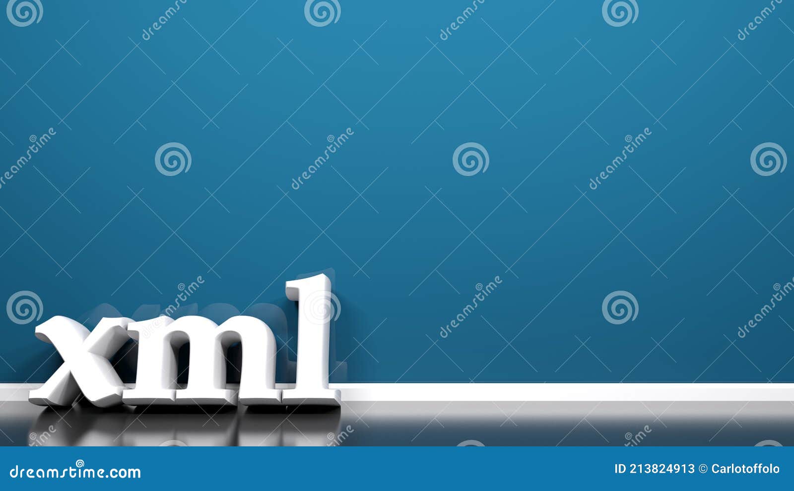 XML Write at Blue Wall Background - 3D Rendering Illustration Stock ...