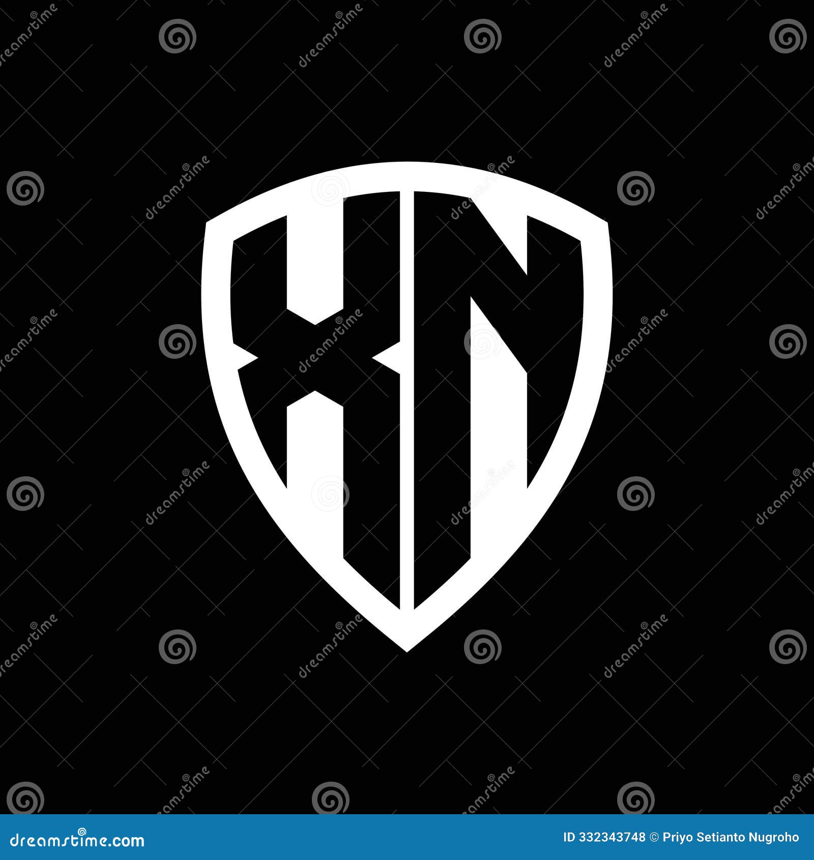 XN Monogram Logo with Bold Letters Shield Shape with Black and White ...