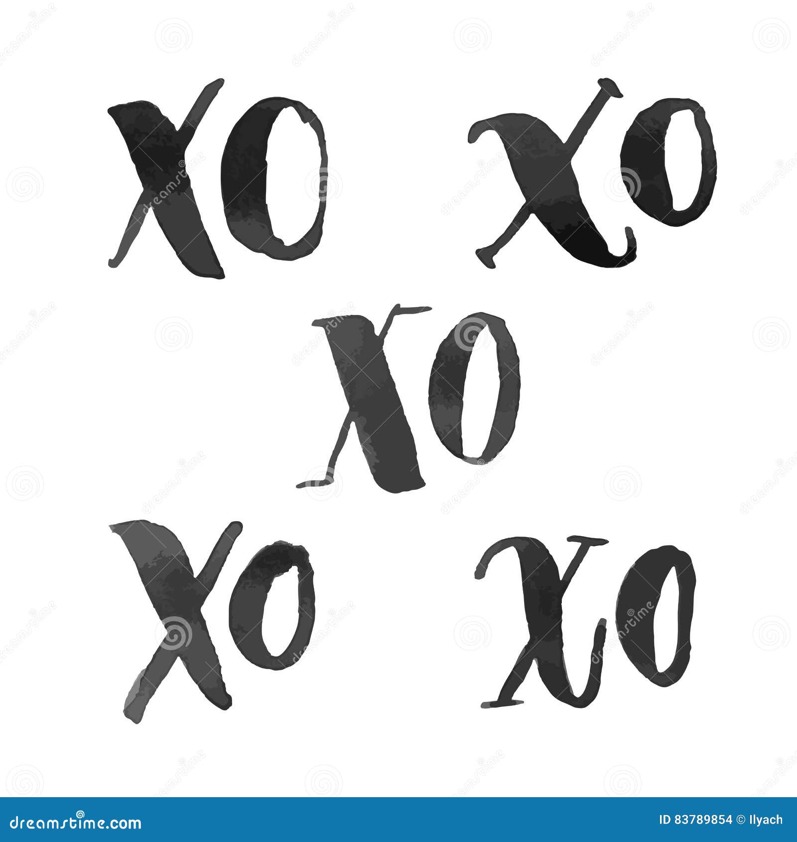 XO Hugs and Kisses Hand Drawn Text Calligraphy Design Stock Vector ...
