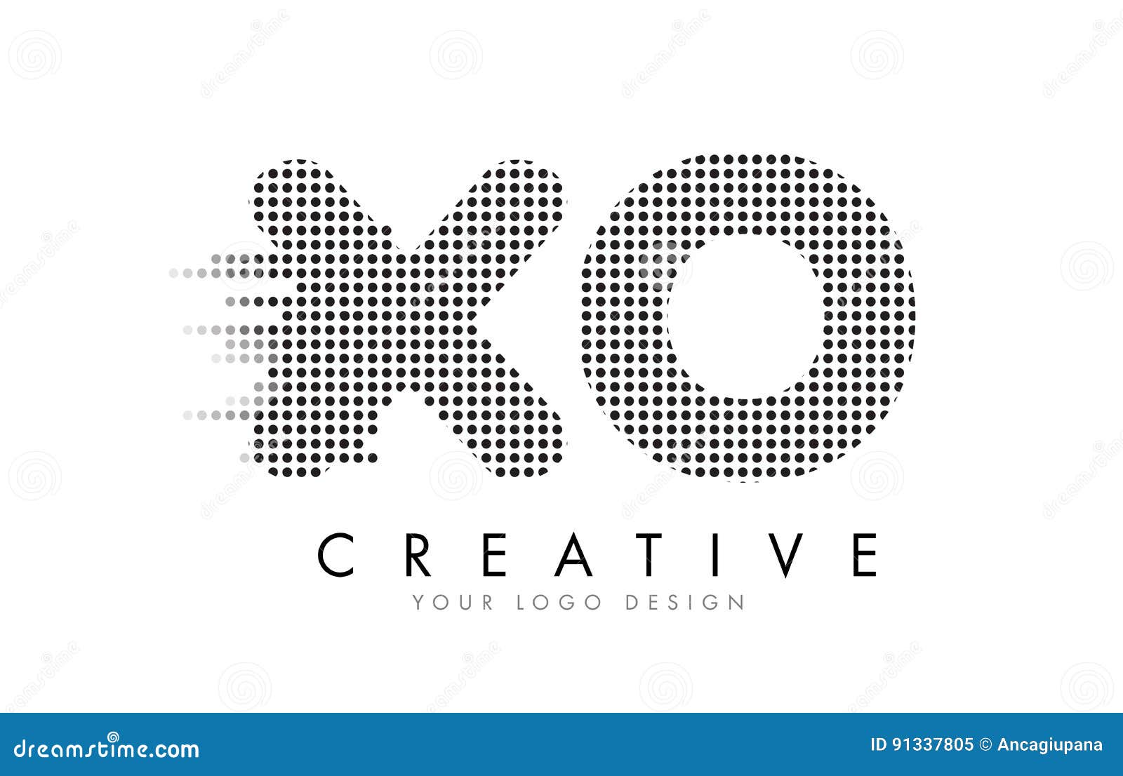 XO X O Letter Logo with Black Dots and Trails. Stock Vector ...
