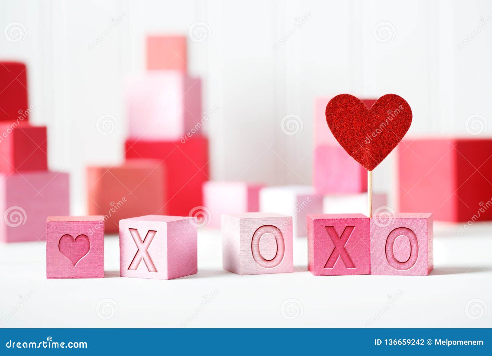 XOXO Message with Pink and Red Blocks Stock Photo - Image of colorful ...