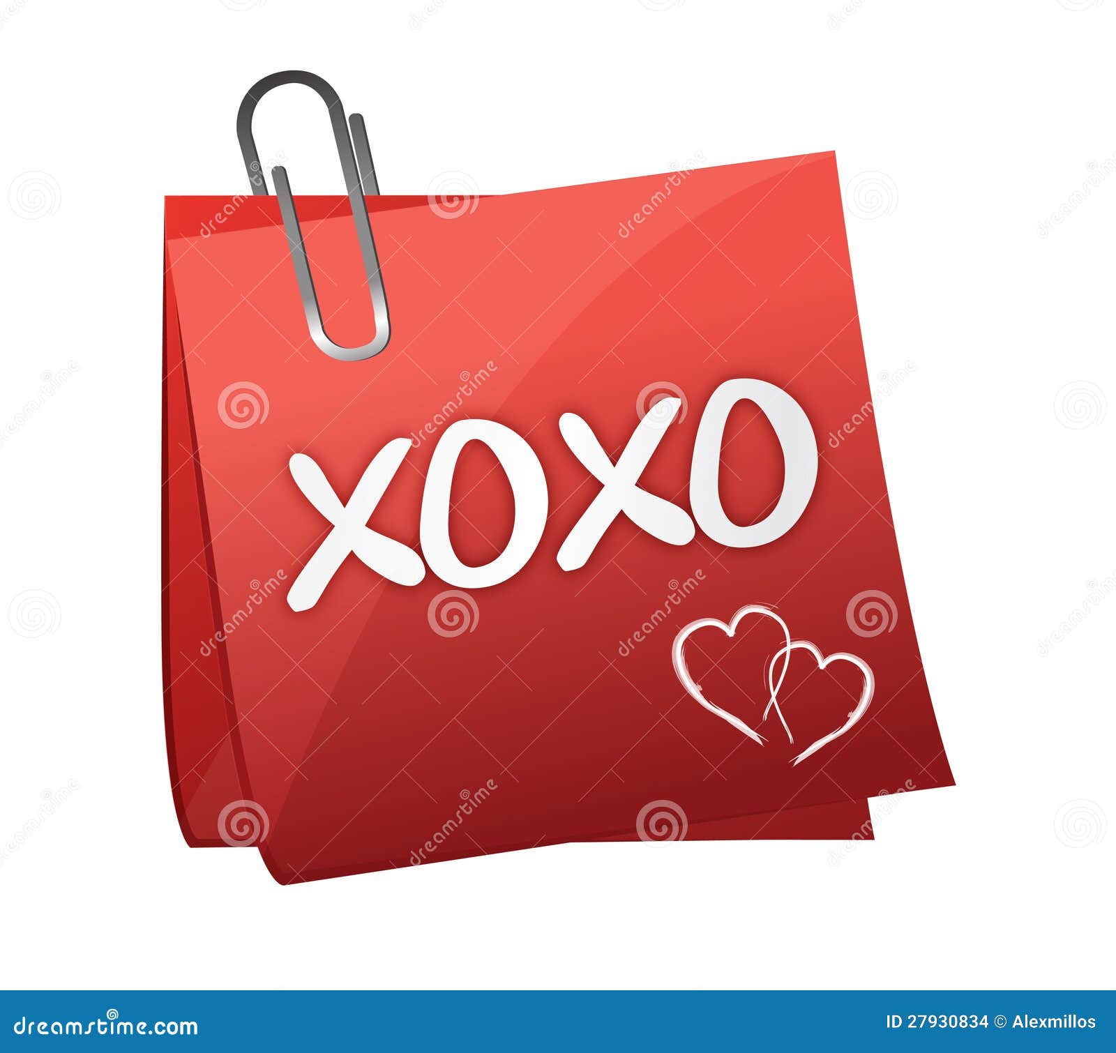 Xoxo written on a post it stock illustration. Illustration of sign ...