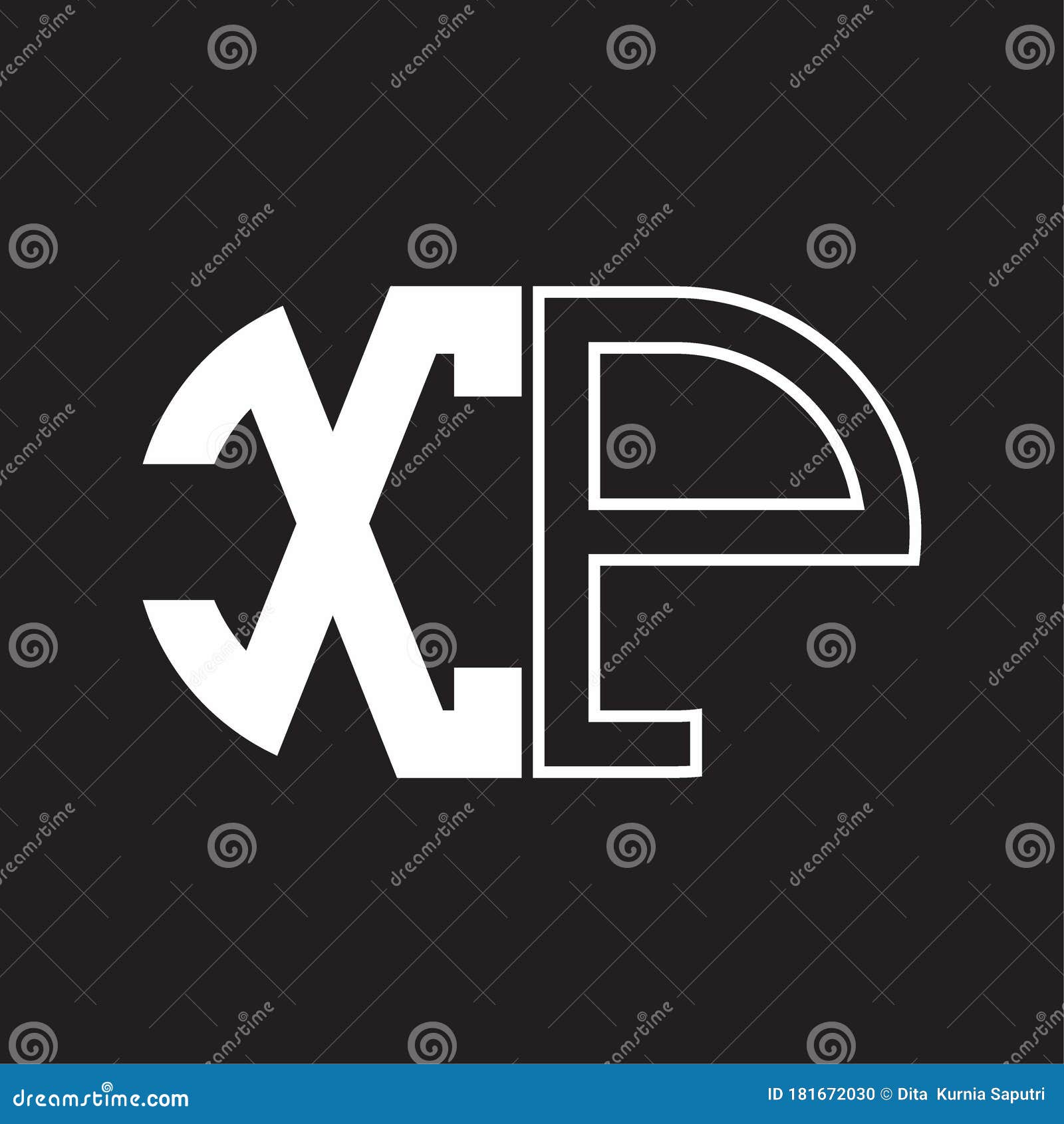 XP Letter Logo Monogram with Oval Shape Negative Space Design Template ...
