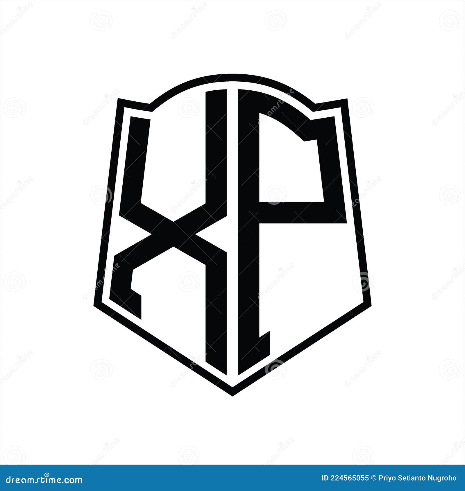 XP Logo Monogram with Shield Shape Outline Design Template Stock Vector ...
