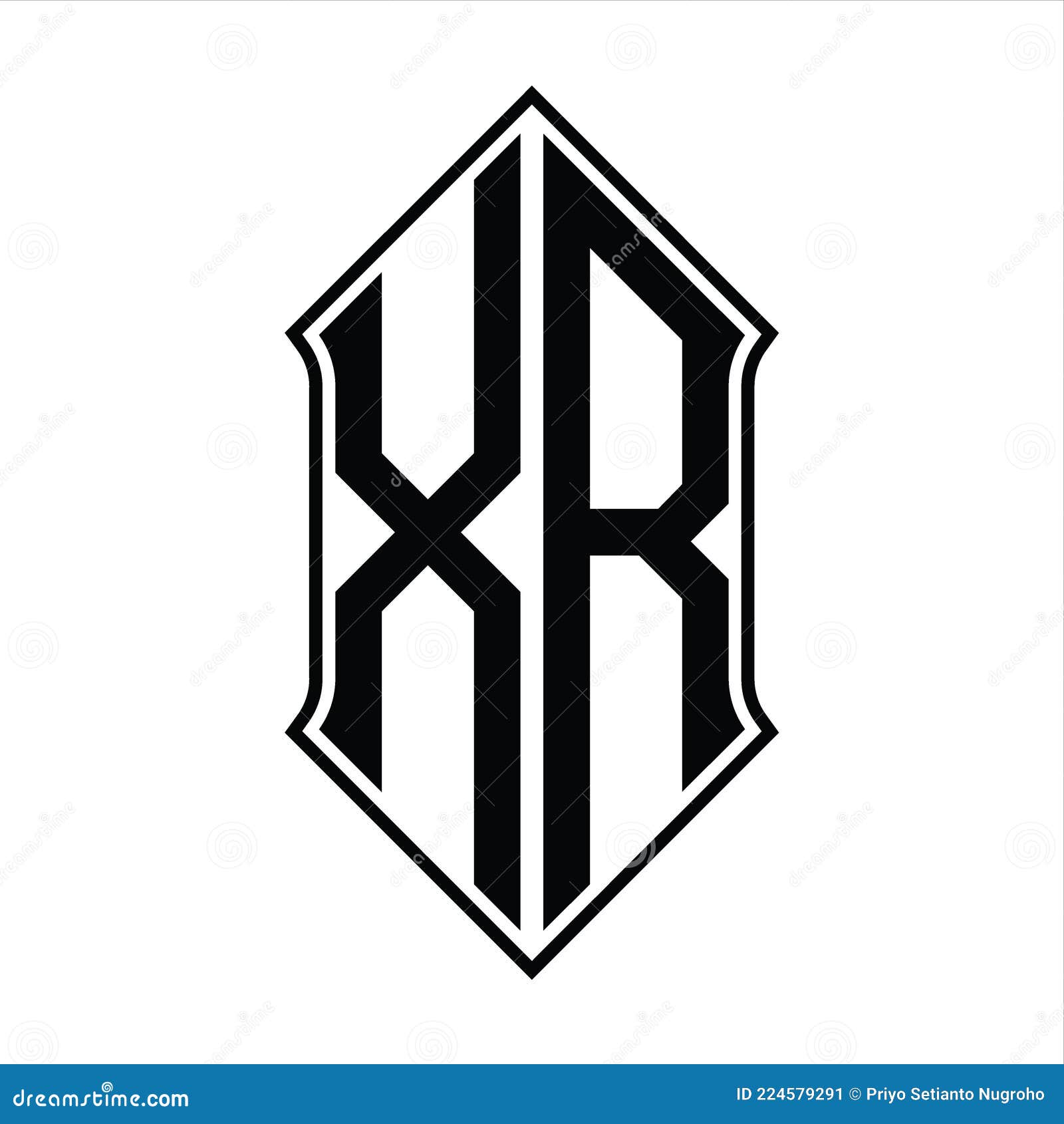 XR Logo Monogram with Shieldshape and Outline Design Template Vector ...