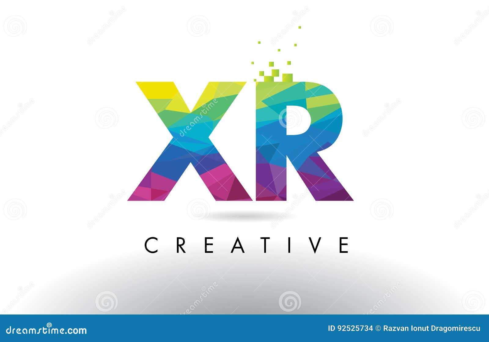 XR X R Colorful Letter Origami Triangles Design Vector. Stock Vector ...