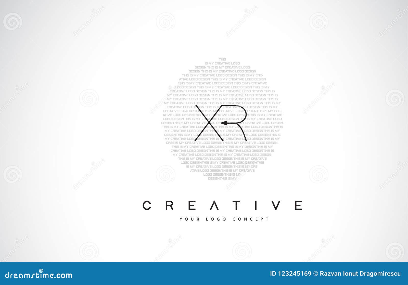 XR X R Logo Design with Black and White Creative Text Letter Vector ...