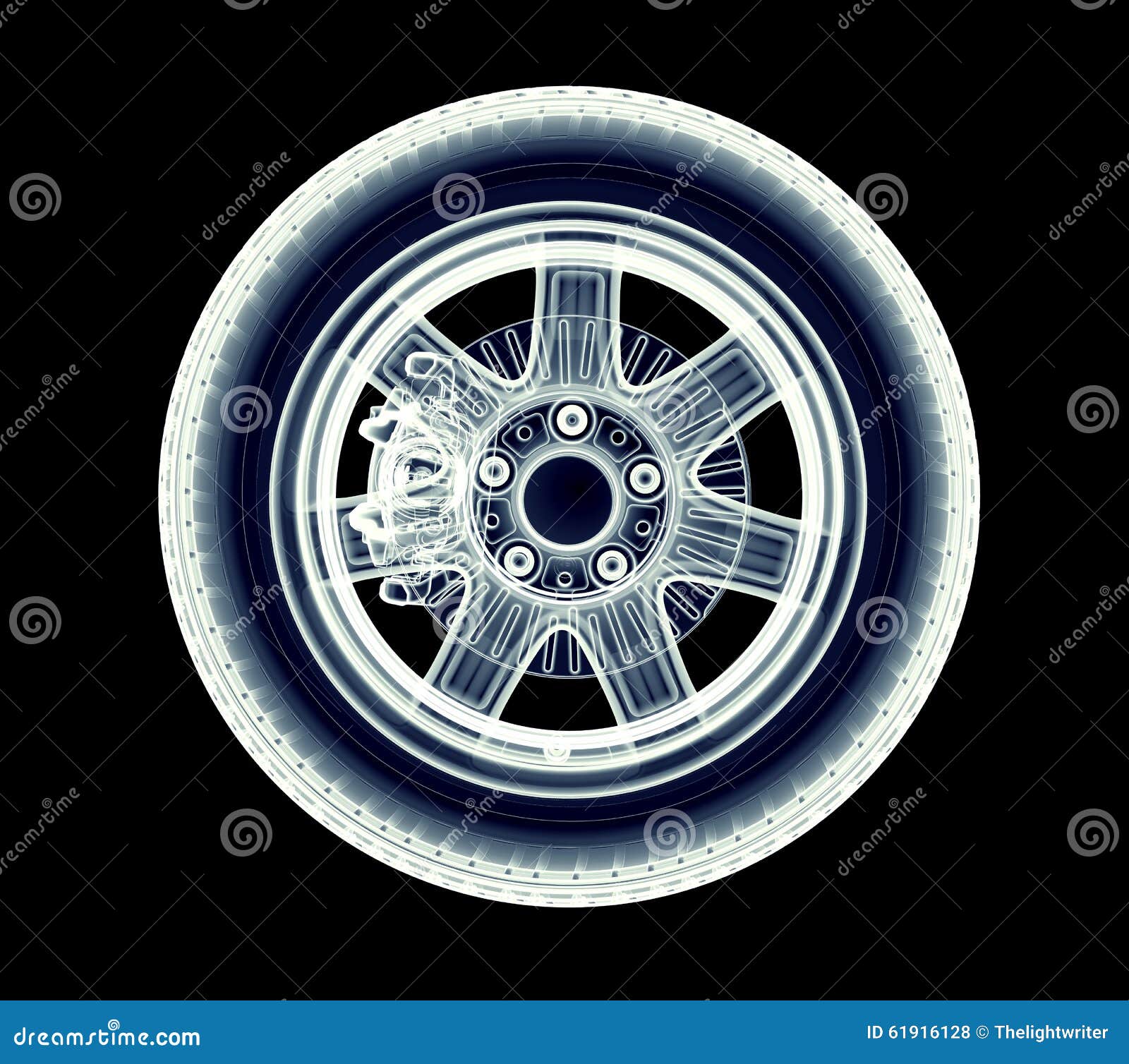 Xray Car Wheel Isolated on Black Stock Illustration - Illustration of ...