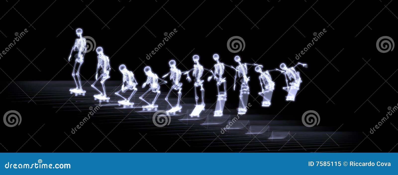 Xray of Human Skeleton Jumping Freestyle Stock Illustration ...