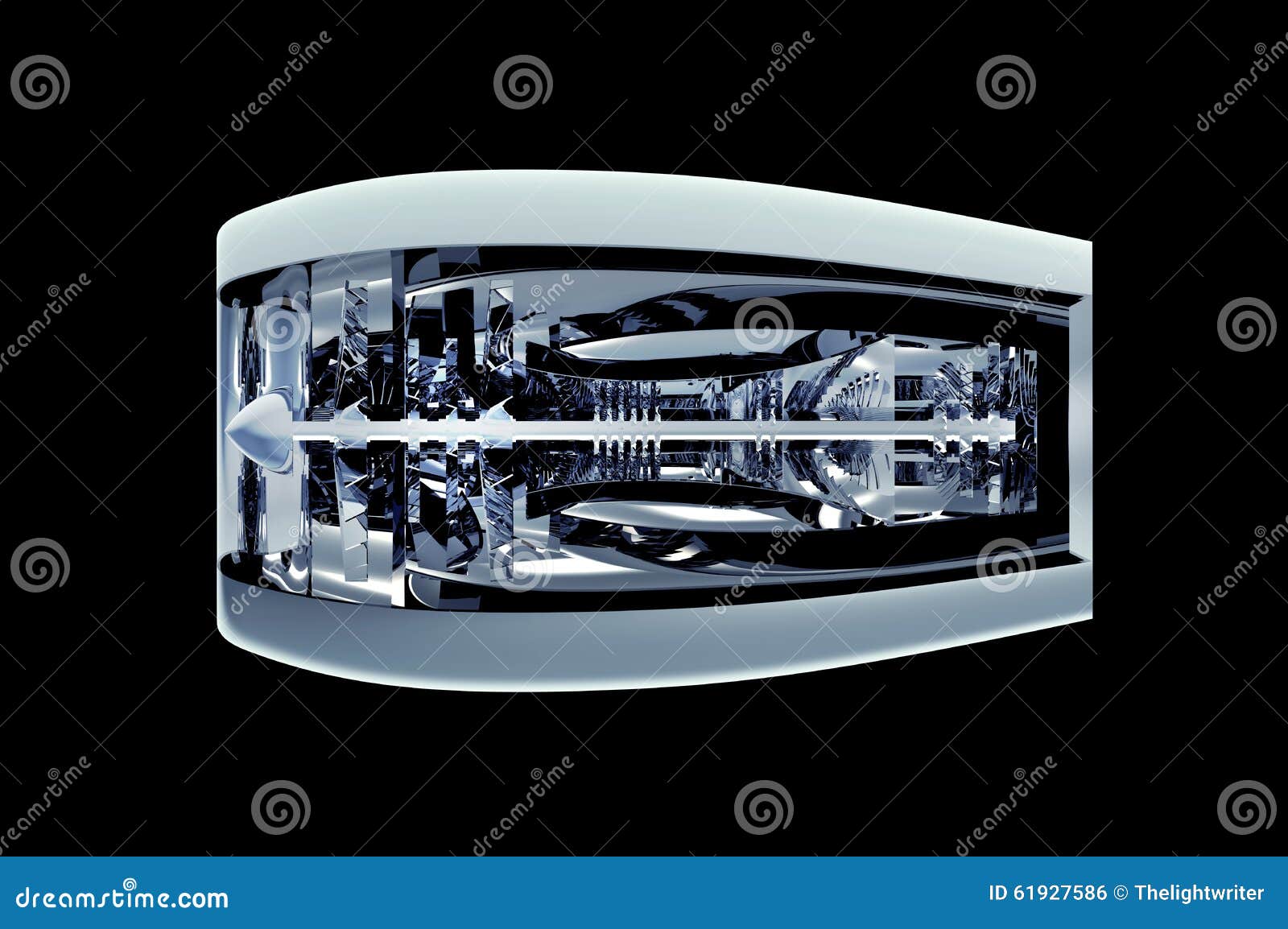 Xray Jet Engine Isolated on Black Stock Illustration - Illustration of ...