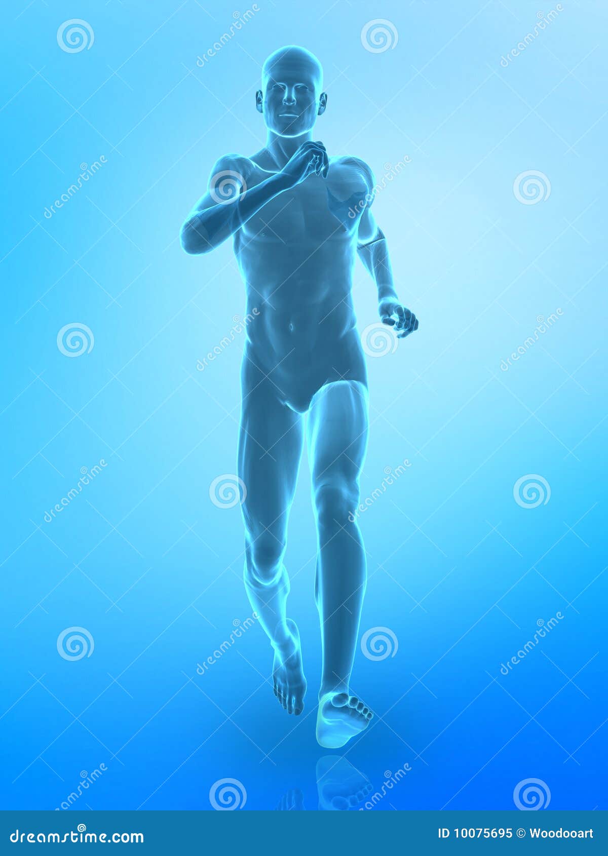 Xray Running Man on Blue Background - Front View Stock Illustration ...