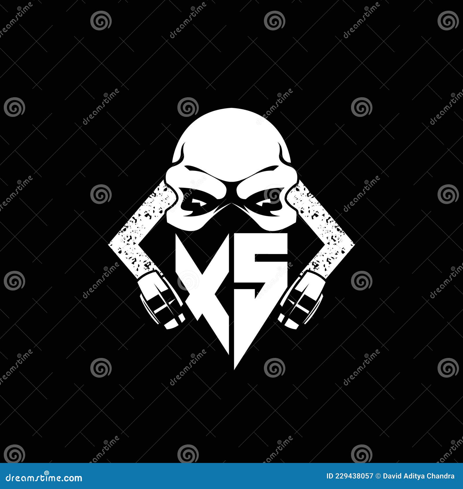 XS Initial Gaming ESport Skull Mask Style Stock Vector - Illustration ...