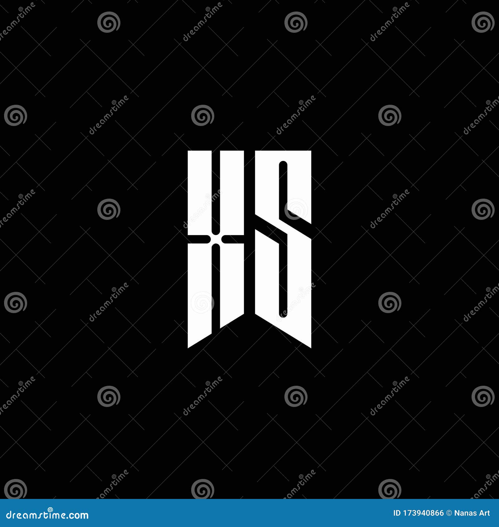 XS Logo Monogram with Emblem Style Isolated on Black Background Stock ...