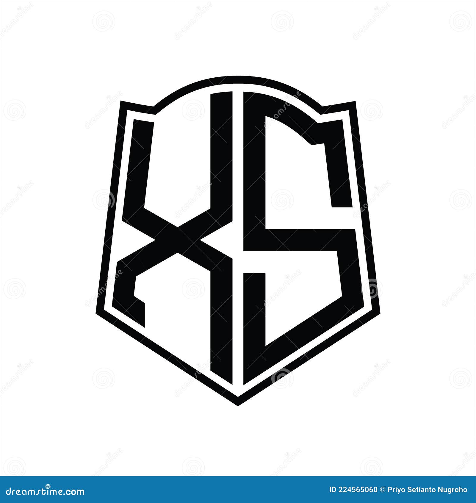 XS Logo Monogram with Shield Shape Outline Design Template Stock Vector ...