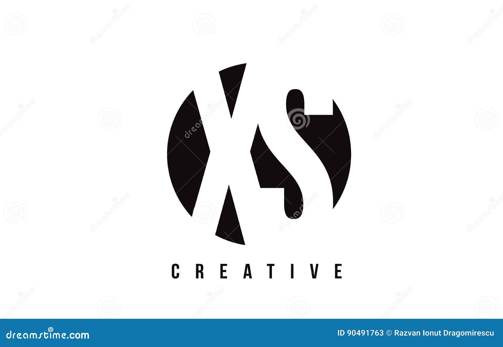 XS X S White Letter Logo Design with Circle Background. Stock Vector ...
