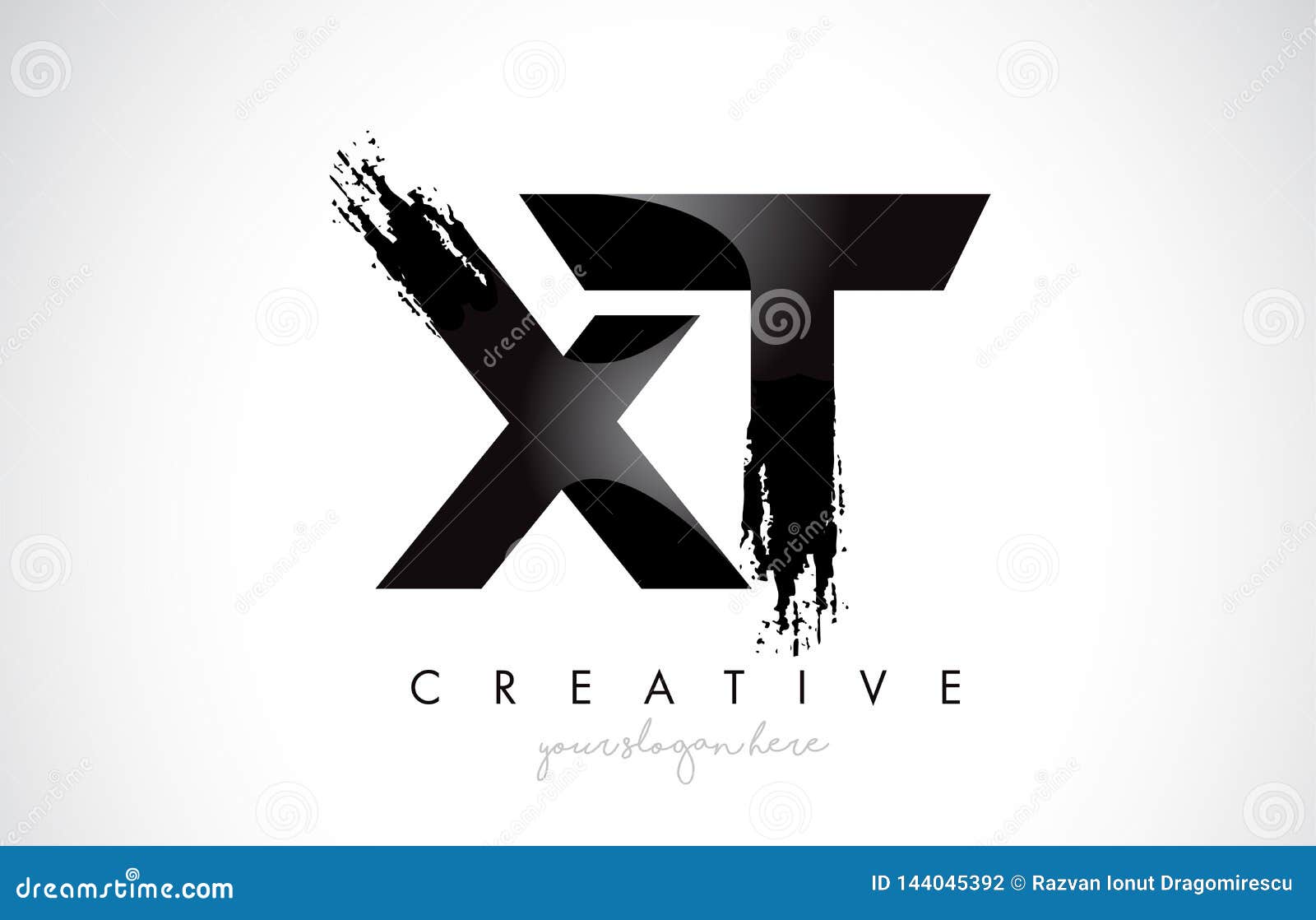 XT Letter Design with Brush Stroke and Modern 3D Look Stock Vector ...
