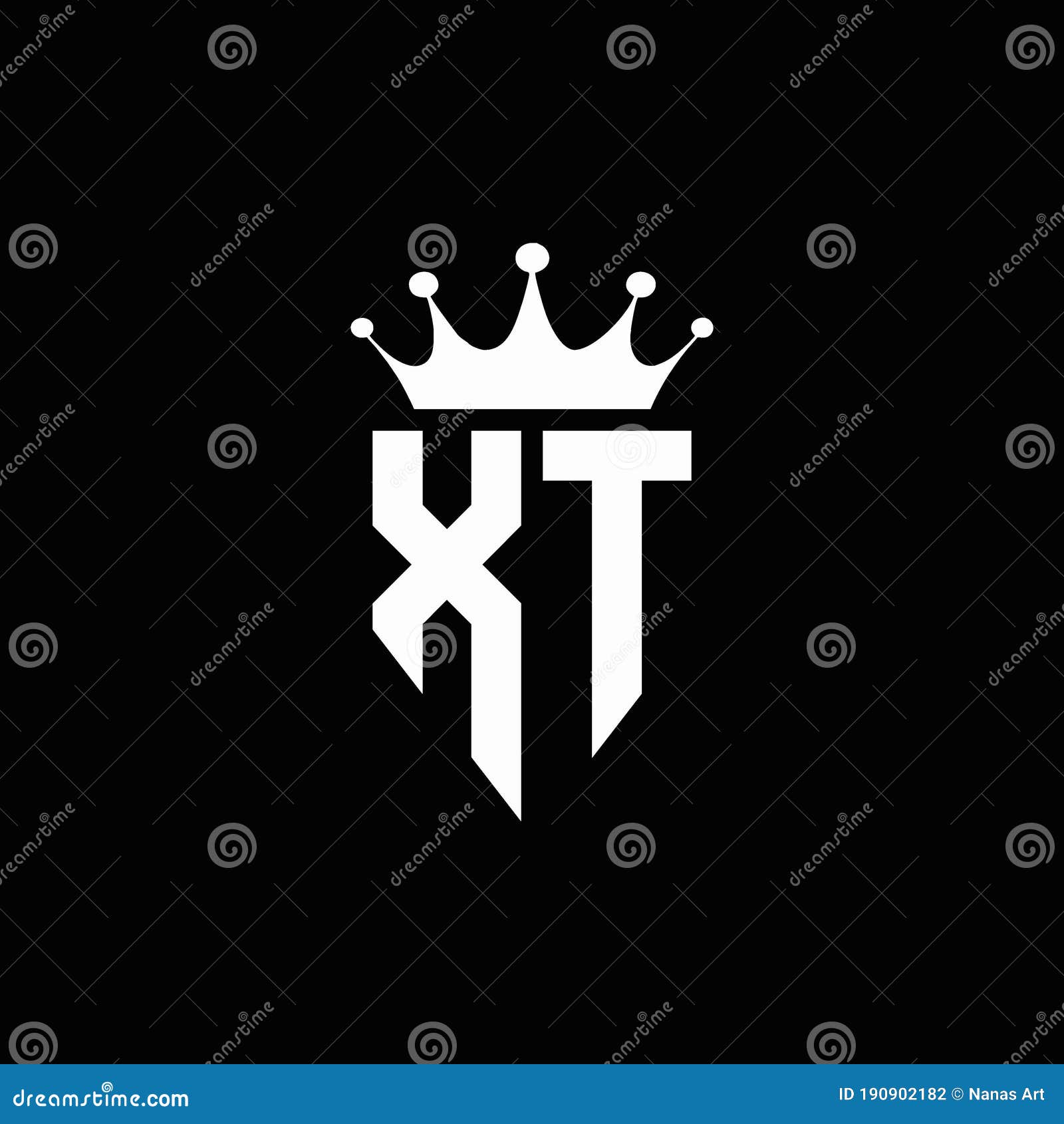 XT Logo Monogram Emblem Style with Crown Shape Design Template Stock ...