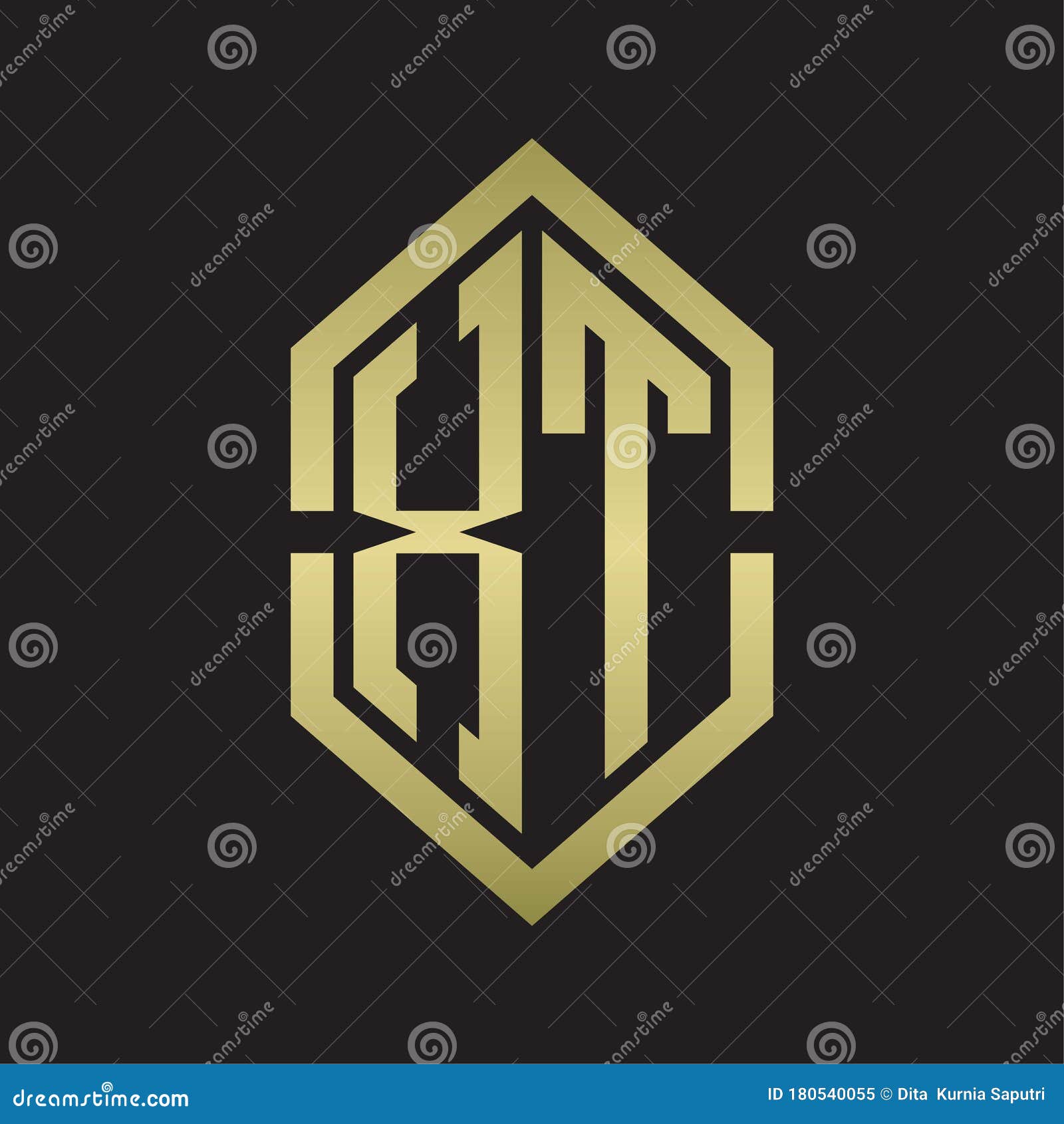 XT Logo Monogram with Hexagon Shape and Outline Slice Style with Gold ...