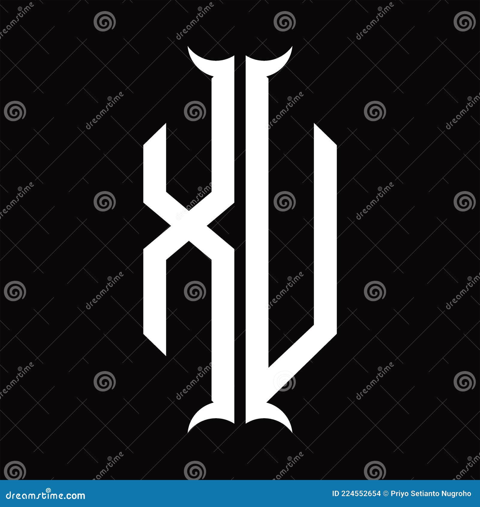 XU Logo Monogram with Horn Shape Design Template Stock Vector ...