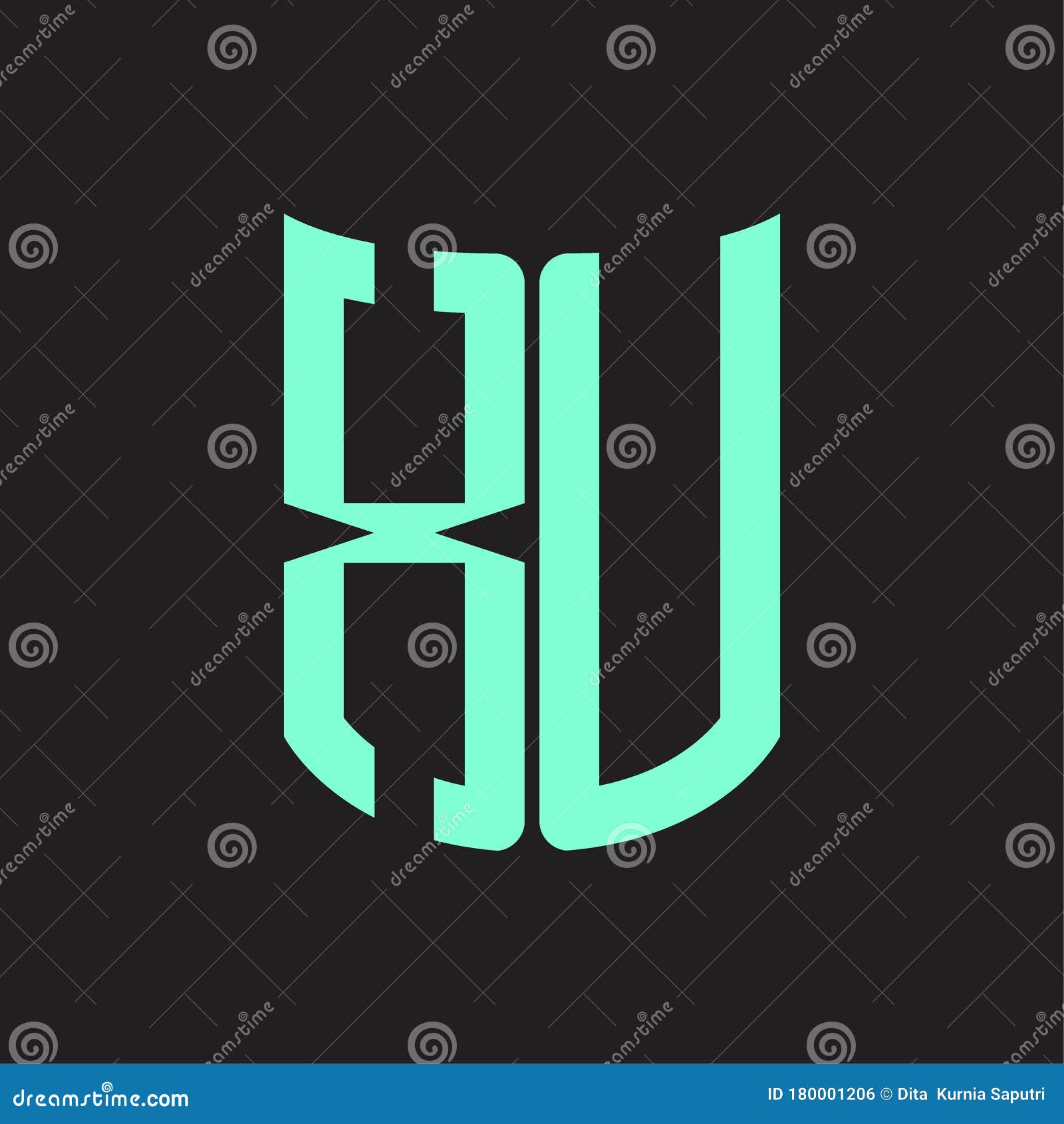 XU Logo Monogram with Ribbon Style Design Template Stock Illustration ...