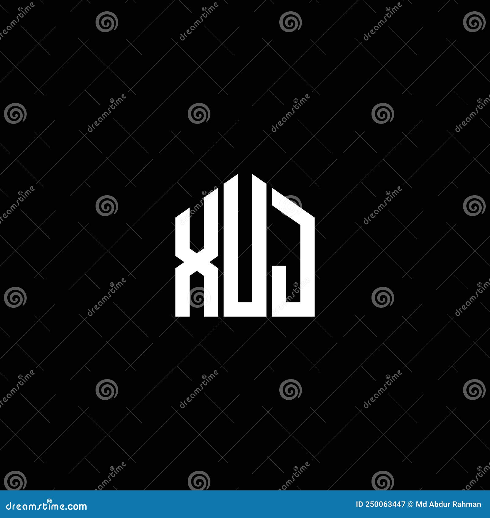 XUJ Letter Logo Design on BLACK Background. XUJ Creative Initials ...