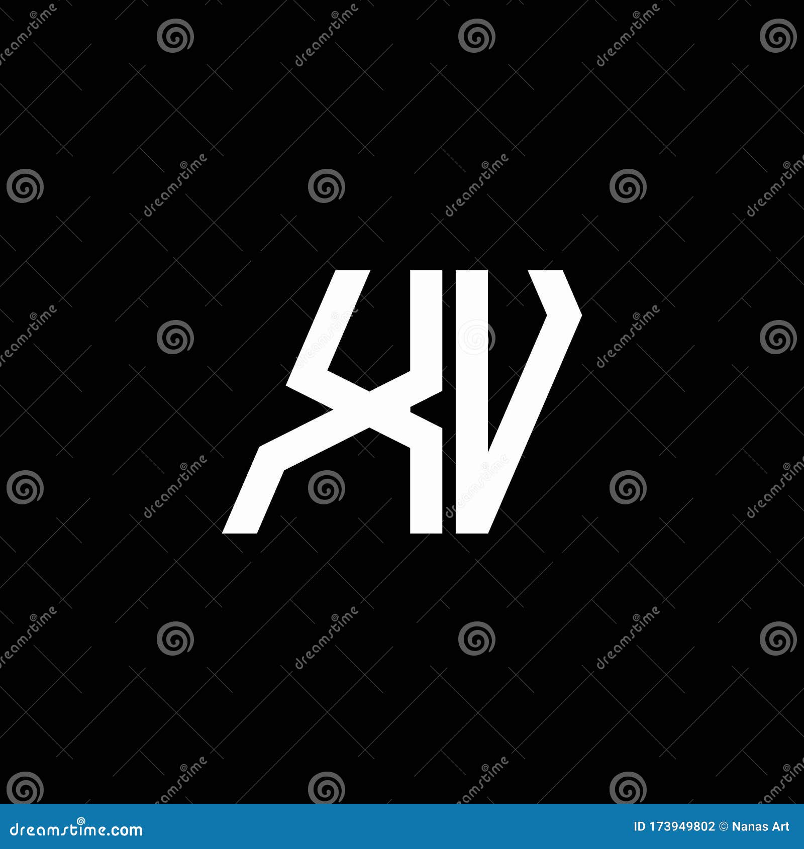 XV Logo Abstract Monogram Isolated on Black Background Stock Vector ...
