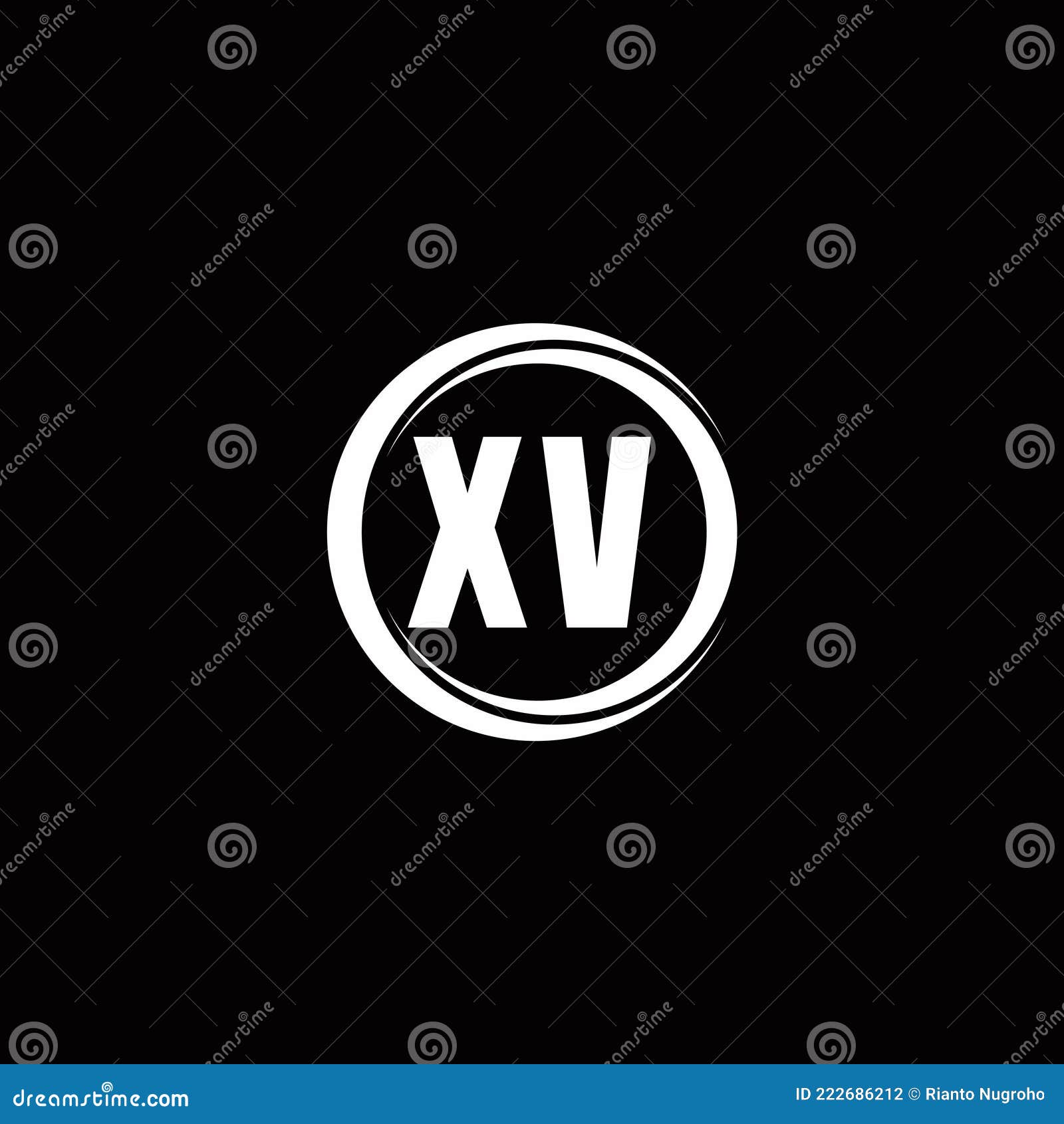 XV Logo Initial Letter Monogram with Circle Slice Rounded Design ...