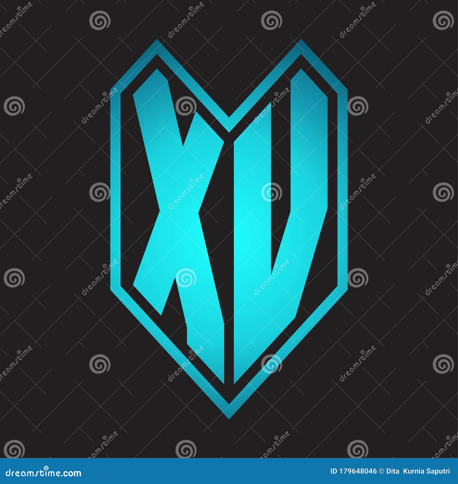 XV Logo Monogram with Emblem Line Style Isolated on Blue Gradient ...
