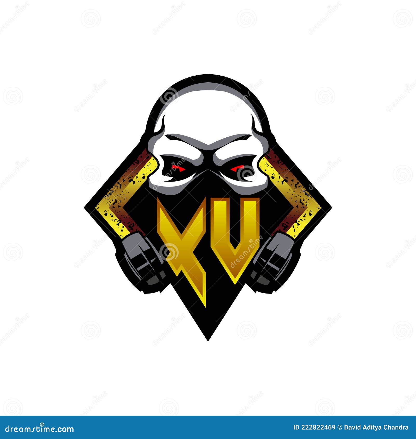 XV Logo Monogram with Skull Shape Designs Template Stock Vector ...