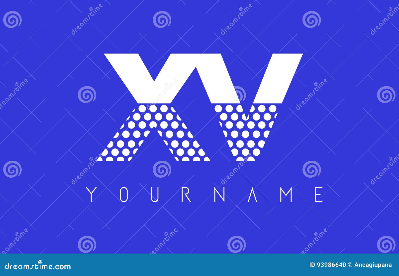 XV X V Dotted Letter Logo Design with Blue Background. Stock Vector ...