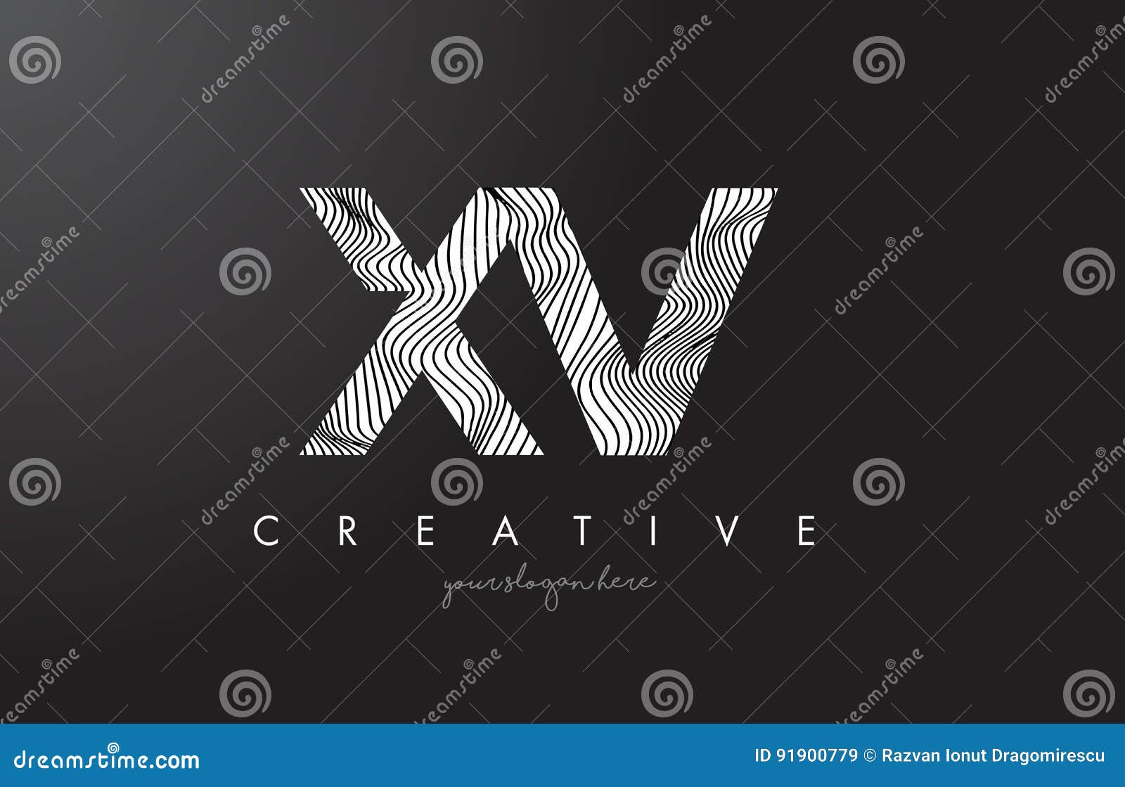 XV X V Letter Logo with Zebra Lines Texture Design Vector. Stock Vector ...