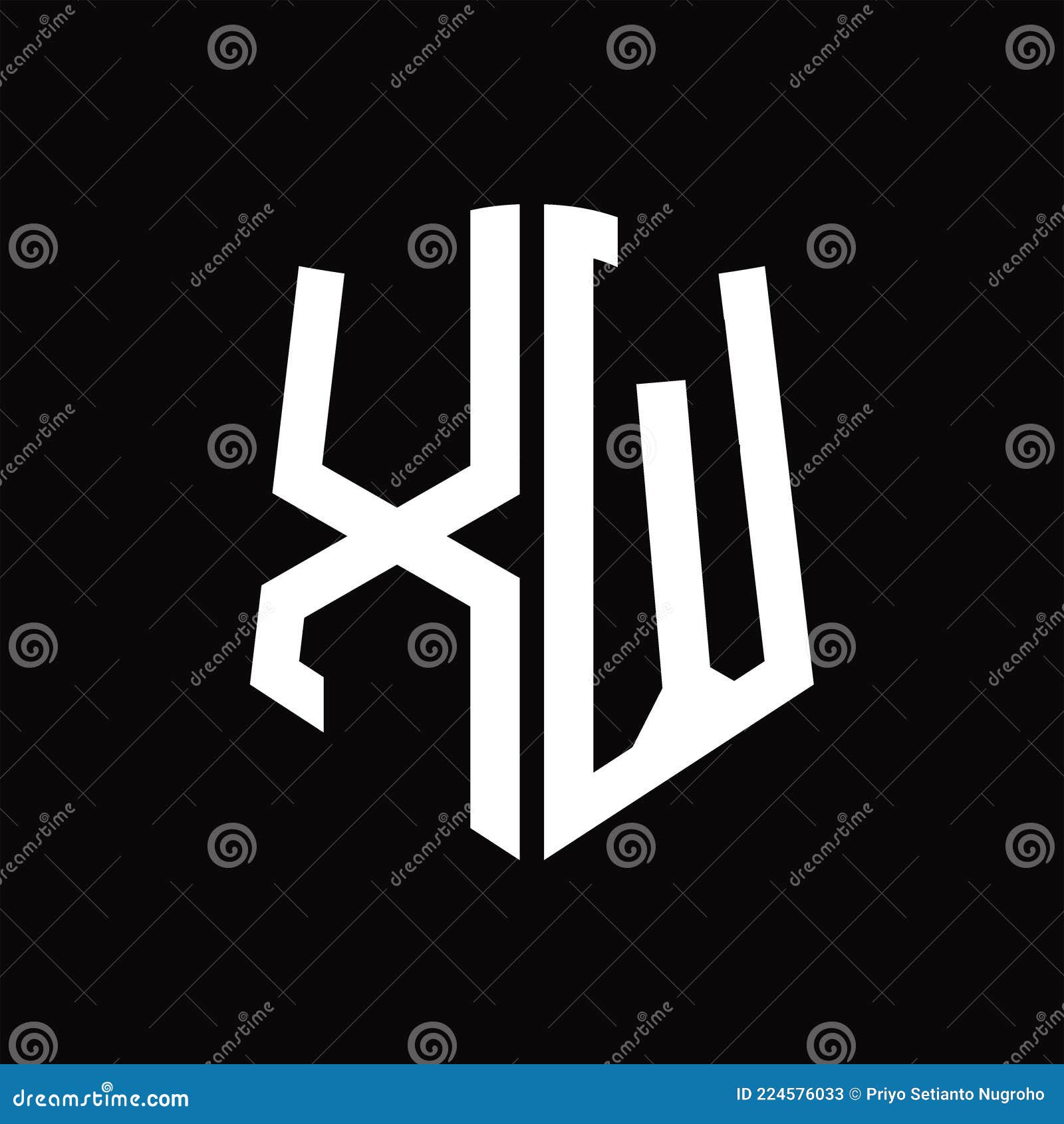 XW Logo Monogram with Shield Shape Ribbon Design Template Stock Vector ...