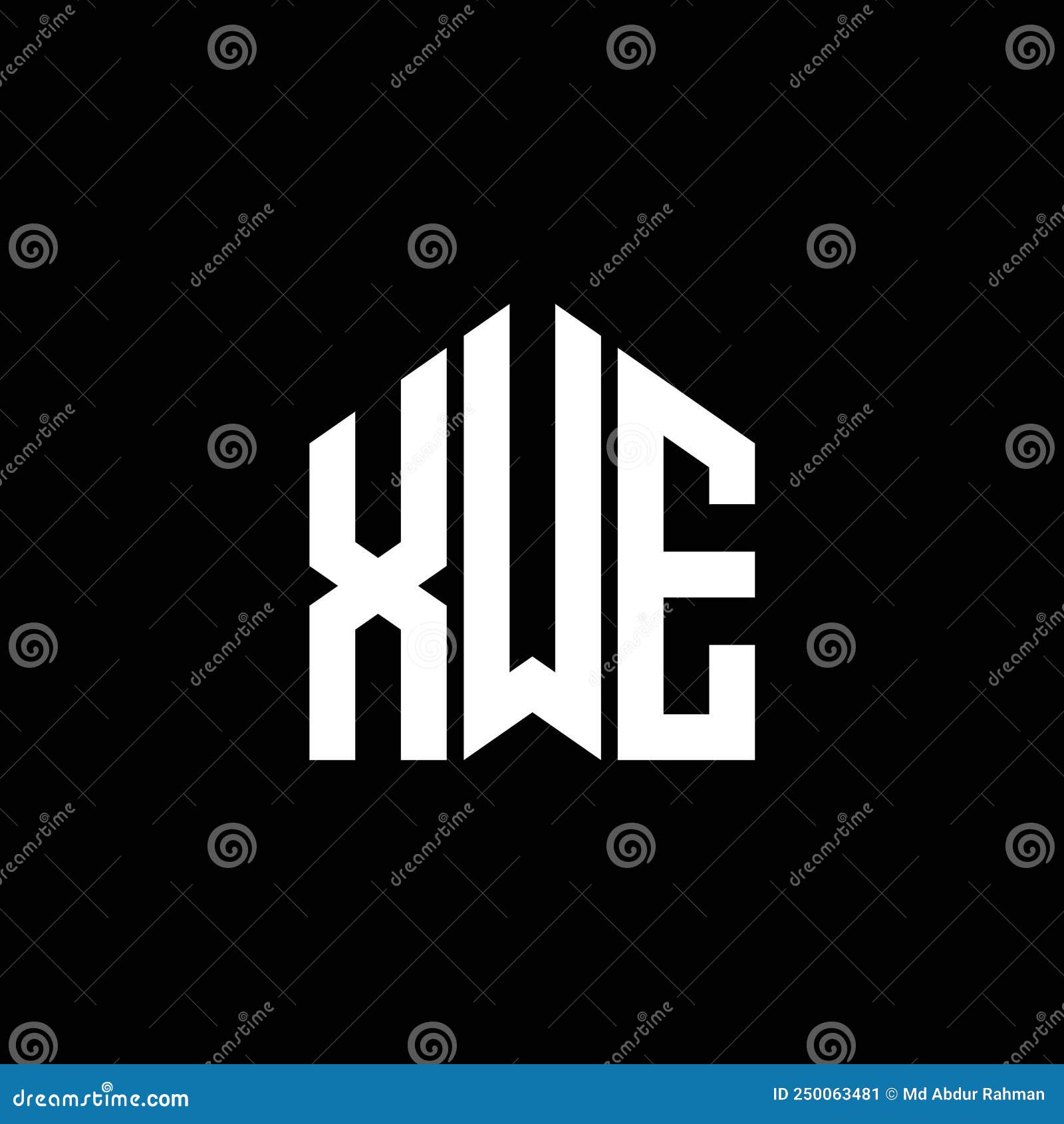 XWE Letter Logo Design on BLACK Background. XWE Creative Initials ...