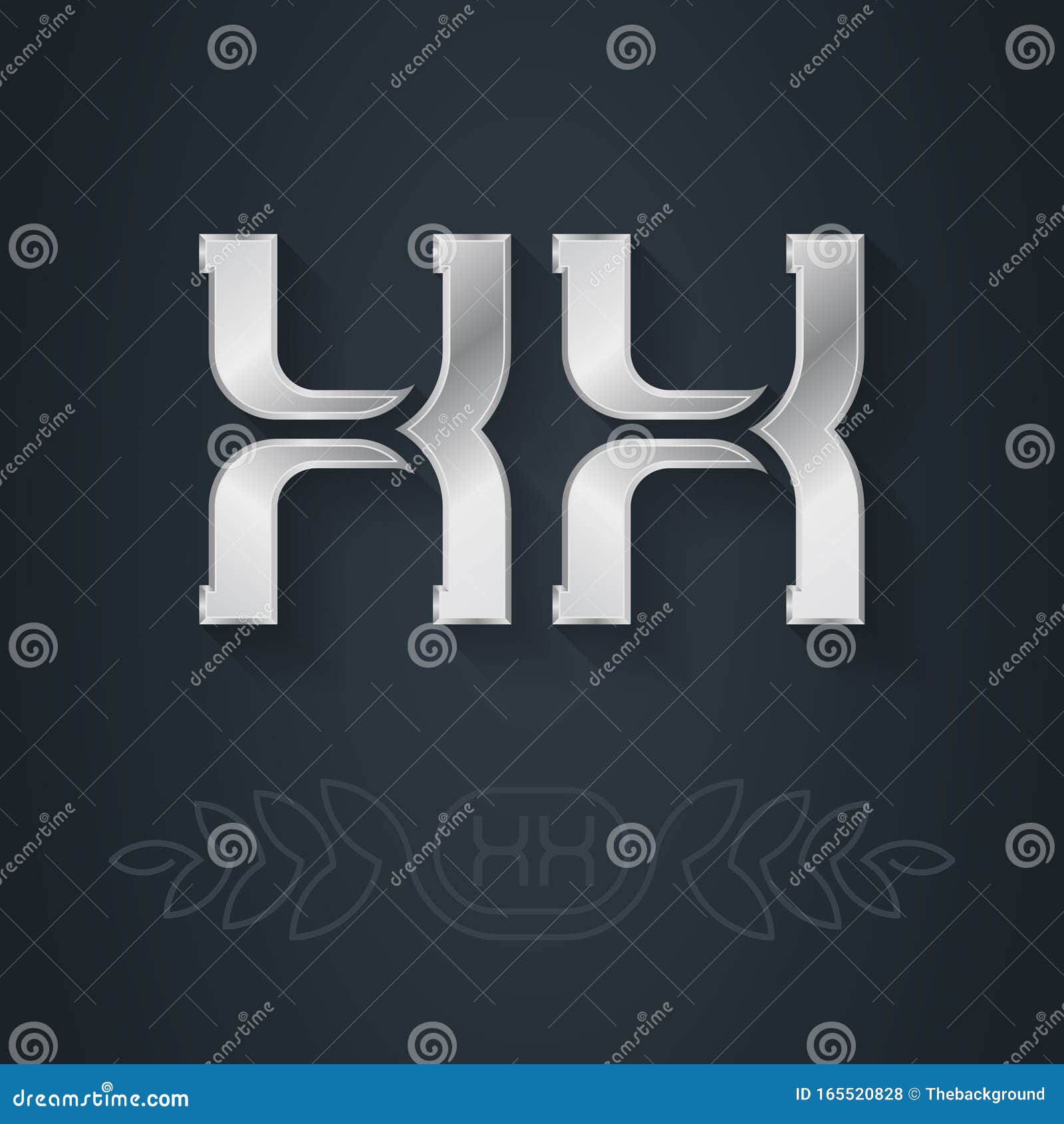 XX - Abbreviation. Metallic 3d Icon or Logotype Template. X and X ...