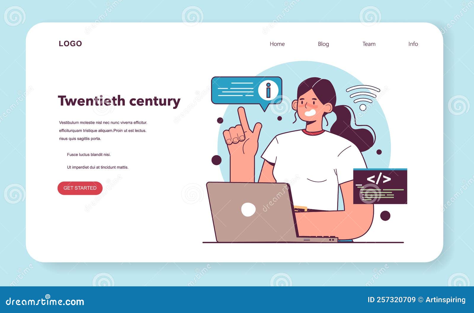XX Century Digital Revolution Web Banner or Landing Page. Shift from ...