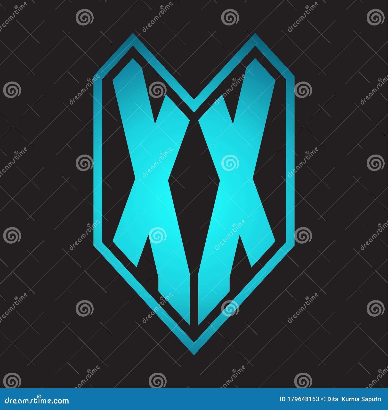 XX Logo Monogram with Emblem Line Style Isolated on Blue Gradient ...