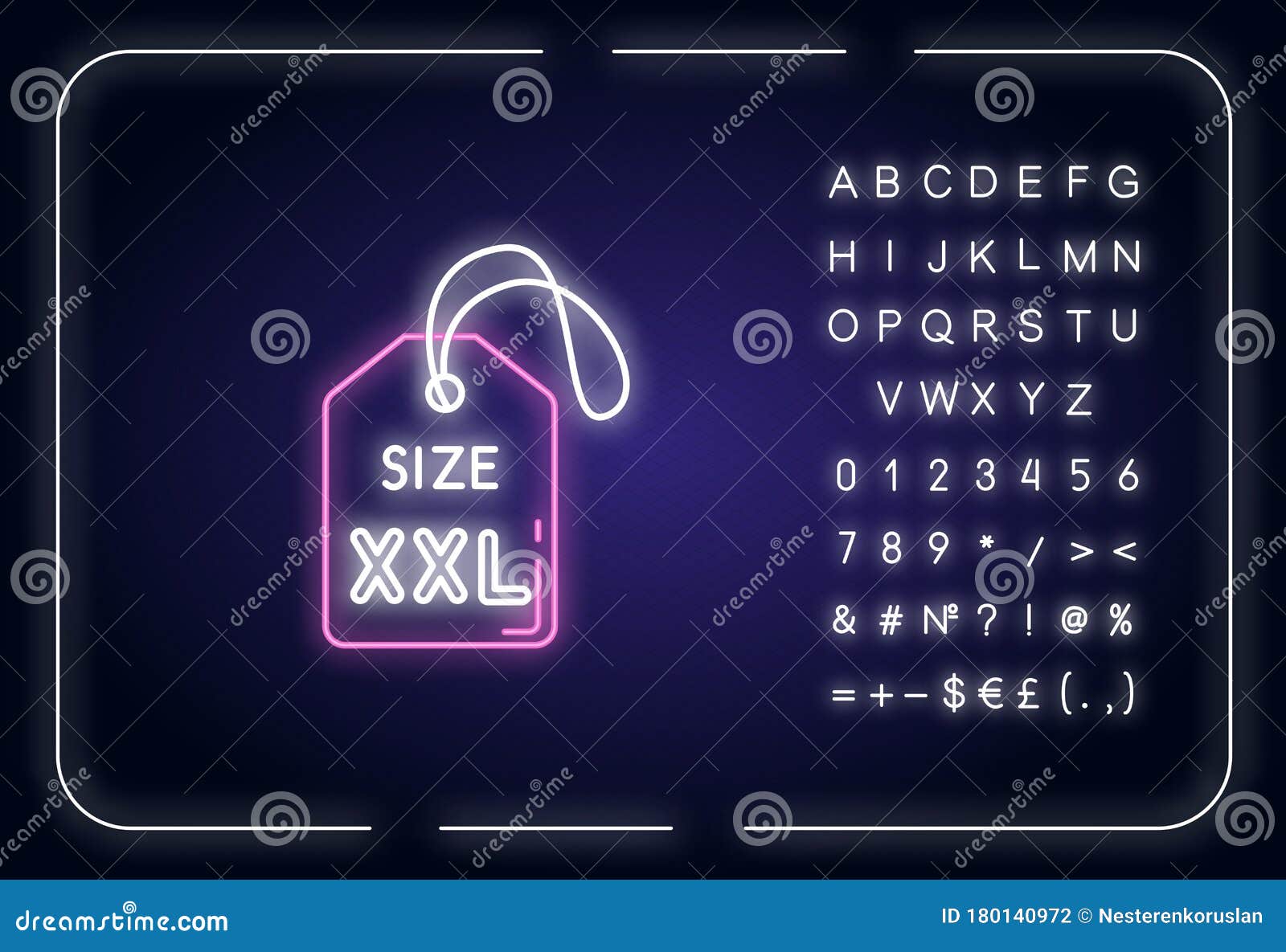 XXL Size Label Neon Light Icon Stock Vector - Illustration of neon ...