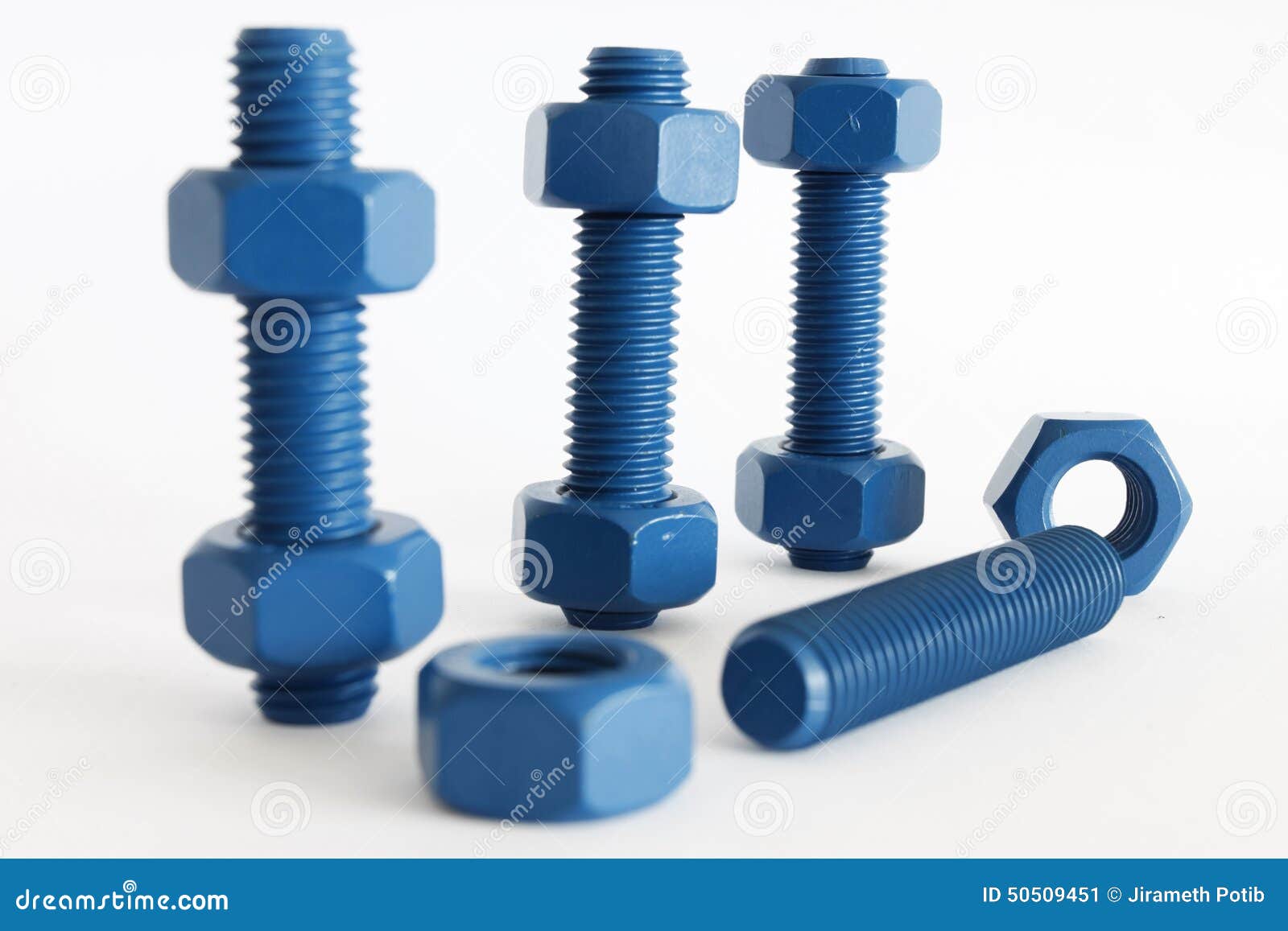 Xylan Bolt and Nut in Blue Coated with PTFE Stock Image - Image of ...
