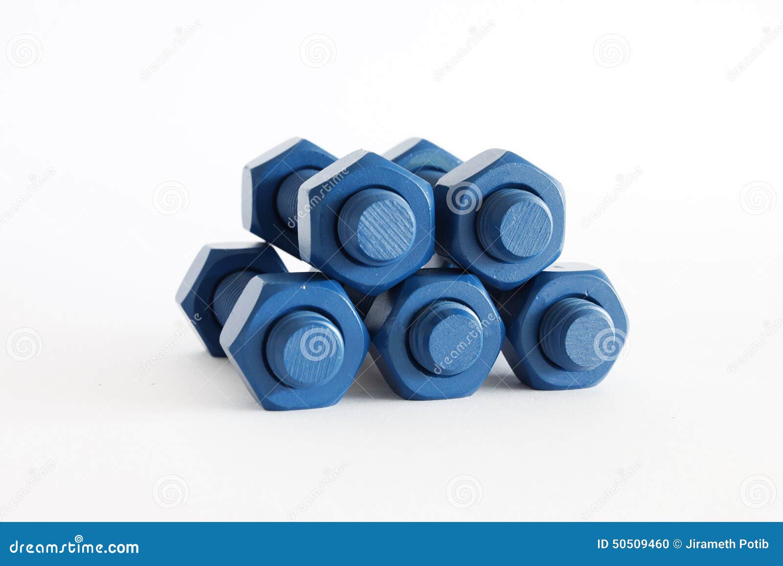 Xylan Bolt and Nut in Blue Coated with PTFE Stock Photo - Image of ...