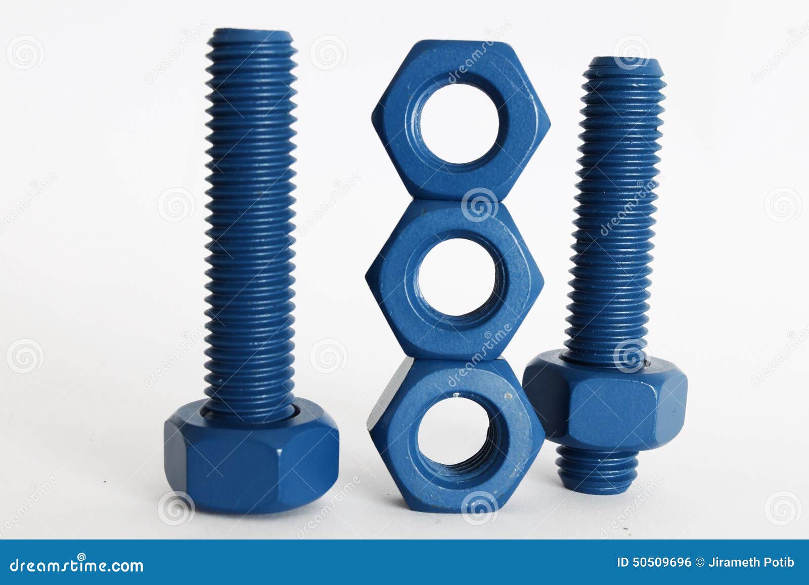 Xylan Bolt and Nut in Blue Coated with PTFE Stock Photo - Image of ...