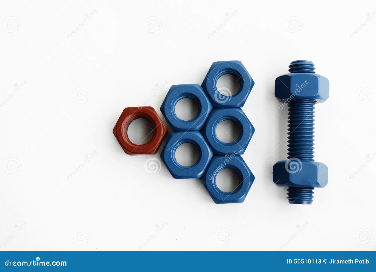 Xylan Bolt and Nut in Blue Coated with PTFE Stock Image - Image of ...