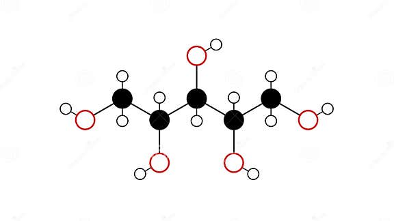 Xylitol Molecule, Structural Chemical Formula, Ball-and-stick Model ...