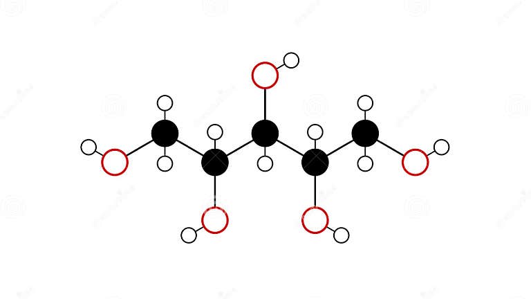 Xylitol Molecule, Structural Chemical Formula, Ball-and-stick Model ...