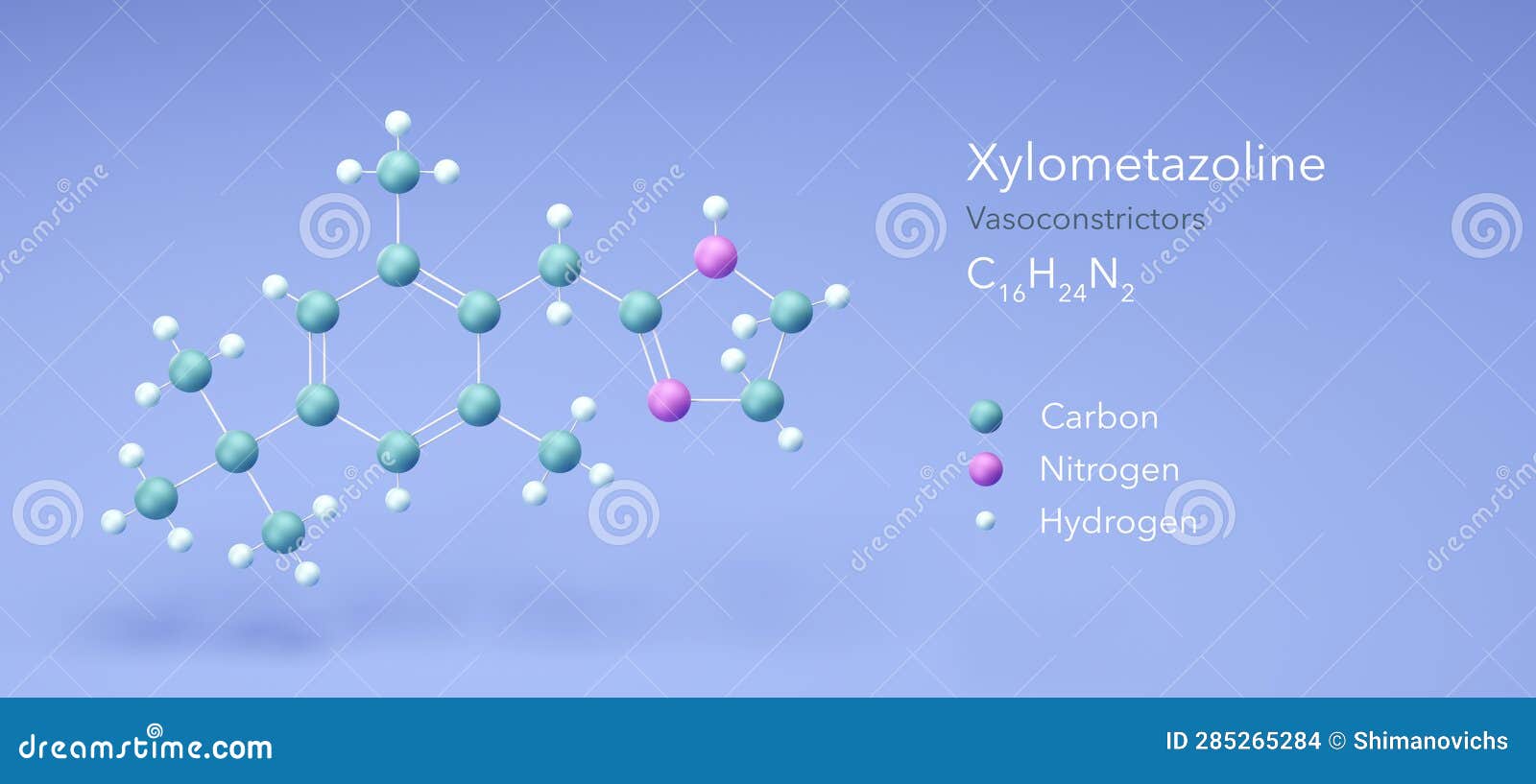 Xylometazoline Molecule, Molecular Structures, Vasoconstrictors, 3d ...