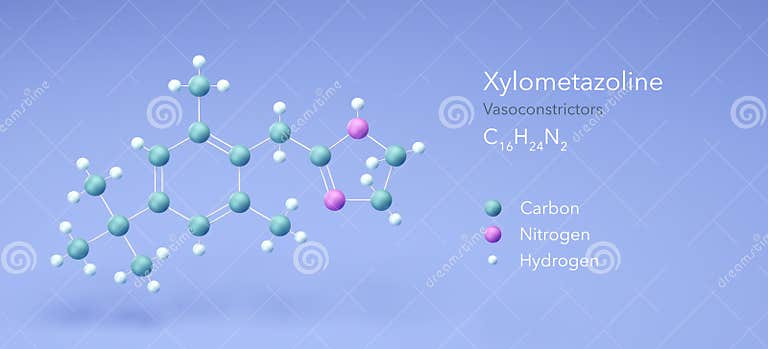 Xylometazoline Molecule, Molecular Structures, Vasoconstrictors, 3d ...