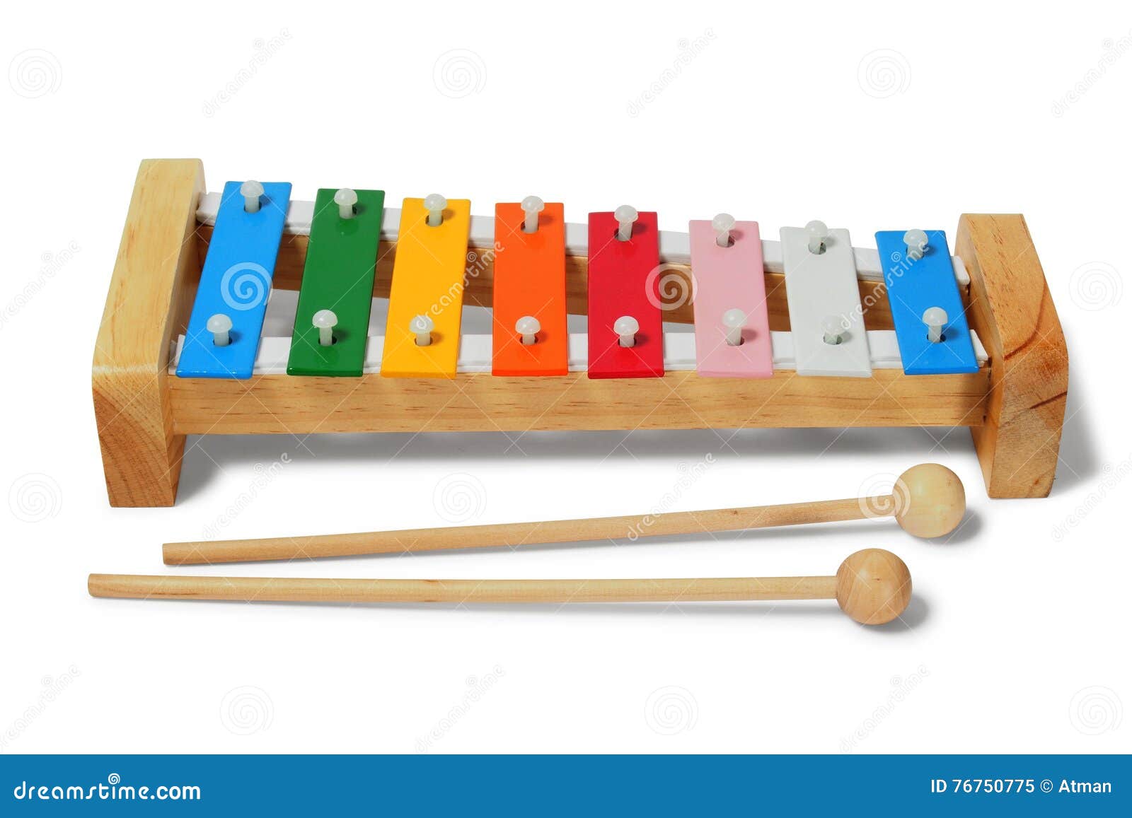 Xylophon auf Weiß stockbild. Bild von kind, schule, xylophon - 76750775