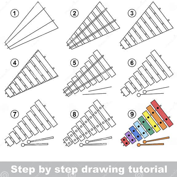 Xylophone. Drawing Tutorial. Stock Vector - Illustration of developing ...