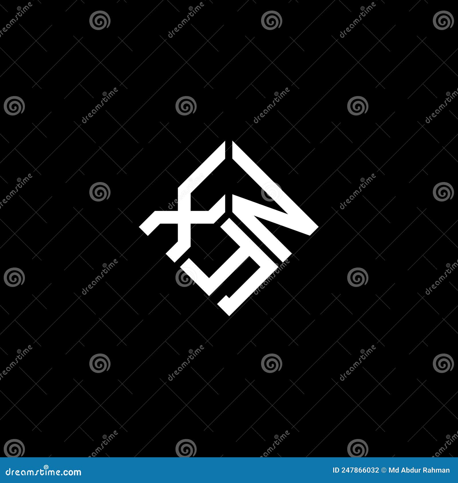 XYN Letter Logo Design on Black Background. XYN Creative Initials ...